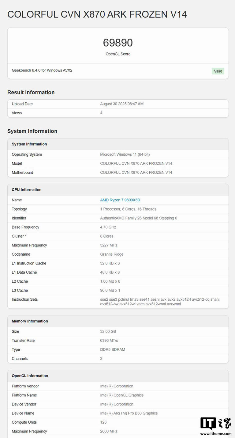 英特尔Arc Pro B50跑分曝光，Vulkan及OpenCL成绩略逊于B570