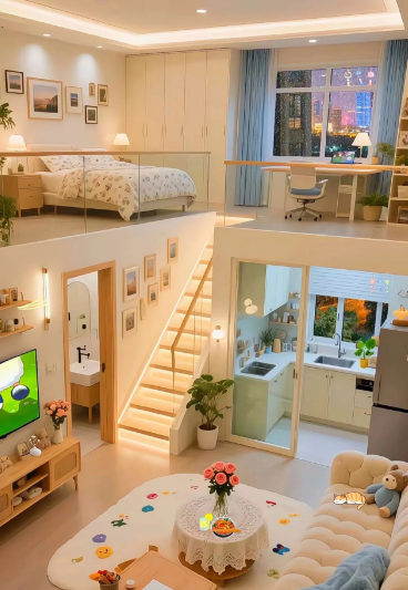 暴雨天宅45㎡loft超惬意，这样有幸福感的家你邀谁来？