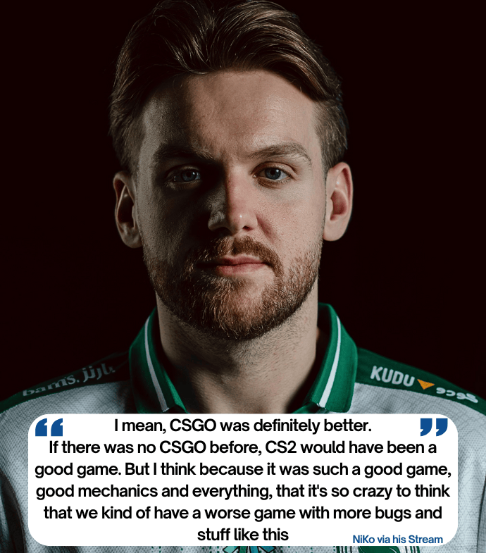 NiKo谈CS2与CSGO的感受：CSGO绝对比CS2更好
