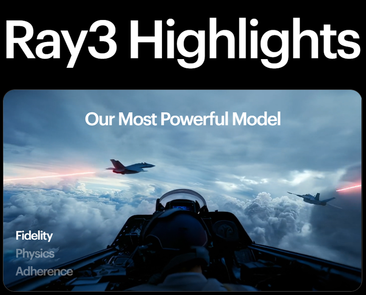 Luma AI发布Ray3视频模型 强化推理能力