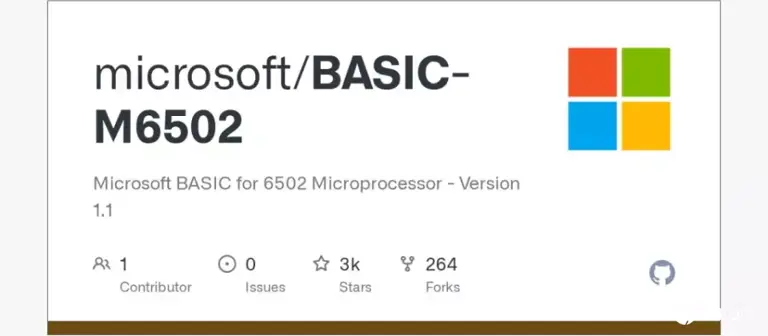 微软开源比尔盖茨写的MOS 6502 BASIC程序代码