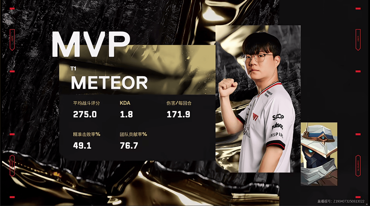 275战斗评分171回合均伤，Meteor斩获T1对阵DRG图二MVP