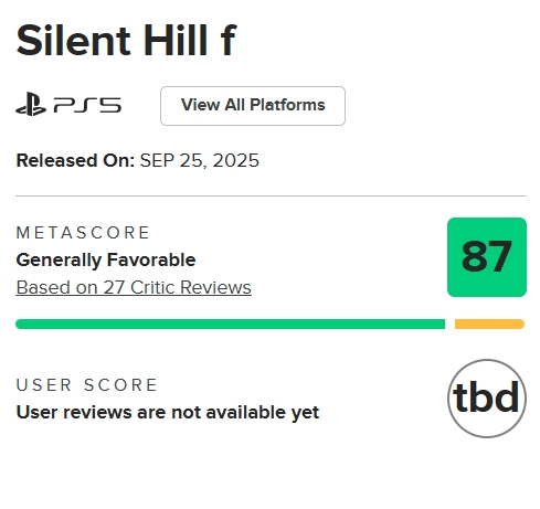 《寂静岭 f》媒体评分现已解禁：Metacritic均分87分！