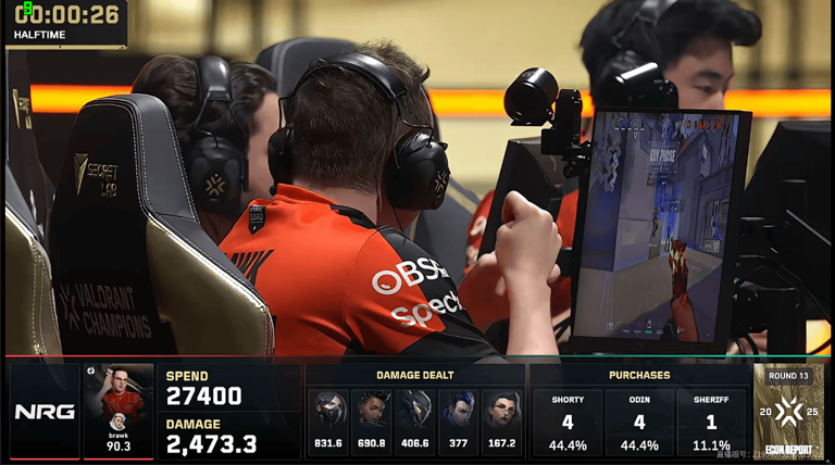 上半场防守方NRG 9-3 FNC进攻方，双方换边比赛来到下半场