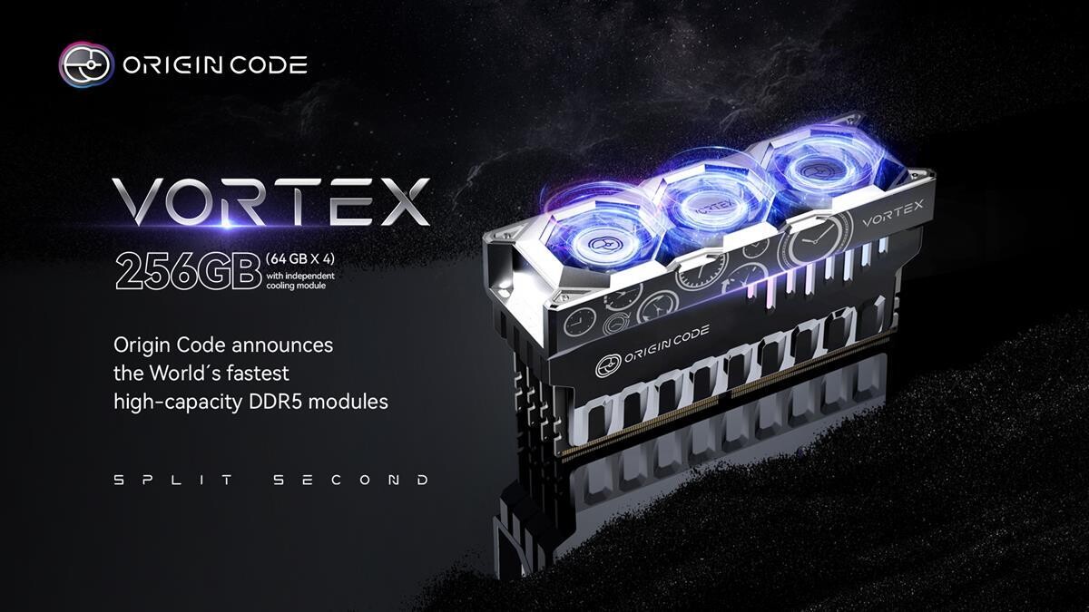 Origin Code 推首款三风扇内存模组 VORTEX DDR5，至高 8000MT/s