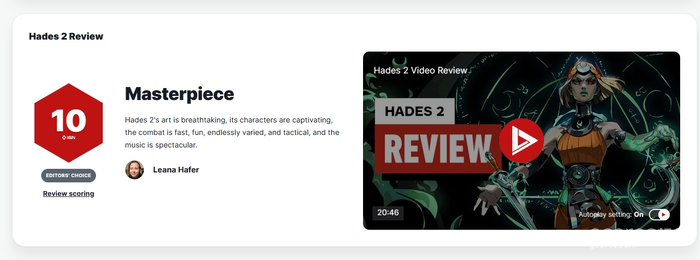 《黑帝斯2》正式版媒体评分现已解禁：Metacritic均分94分