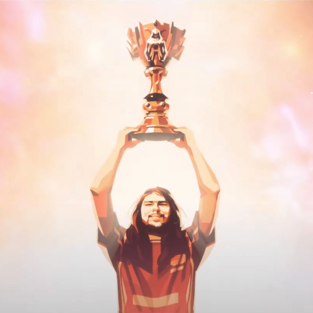 LOL官方分享MV中前FNC中单Shushei举起奖杯：永远的Shushei