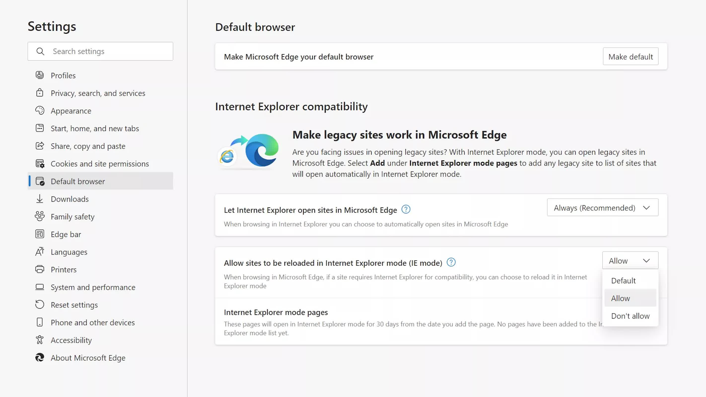 微软对Edge浏览器中的Internet Explorer模式进行重大调整