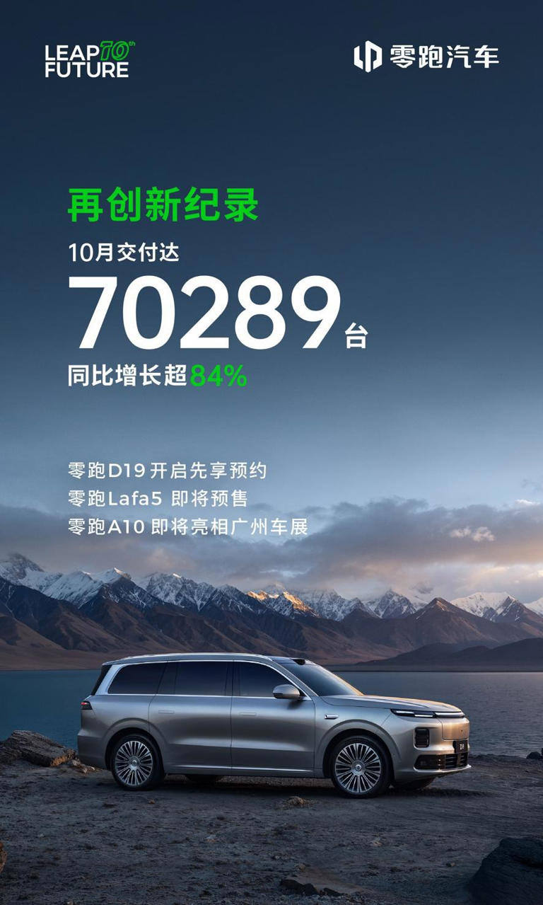 零跑汽车10月交付突破七万台大关，个性战略新品Lafa5即将发布