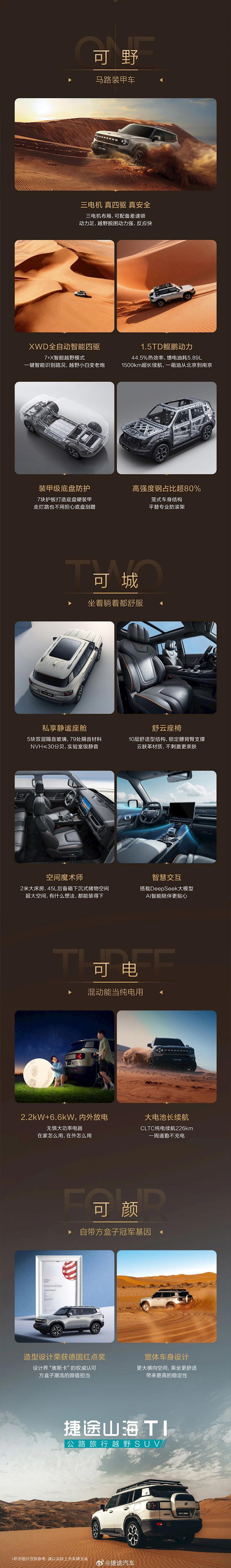 1.5T+三电机！奇瑞捷途山海T1四驱版上市：置换价14.99万起