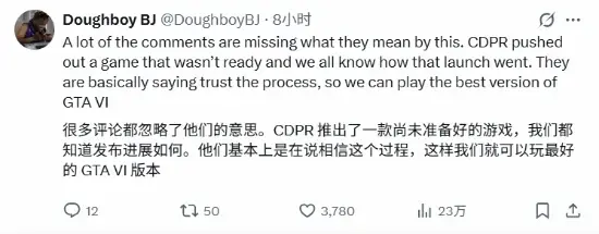 CDPR推文内涵《GTA6》跳票：引发粉丝骂战