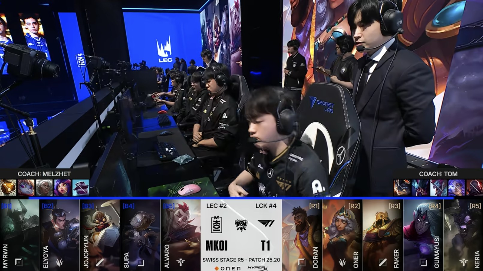 Faker成功兜底拯救犯病双人组，T1先下一局1-0领先MKOI