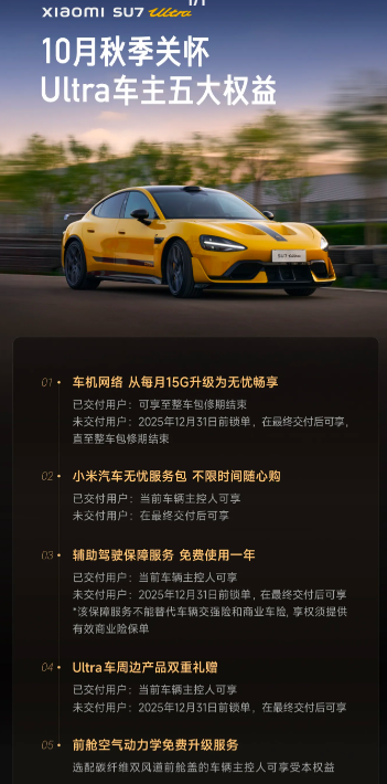 小米SU7 Ultra“前舱空气动力学免费升级”，新增两个叶片