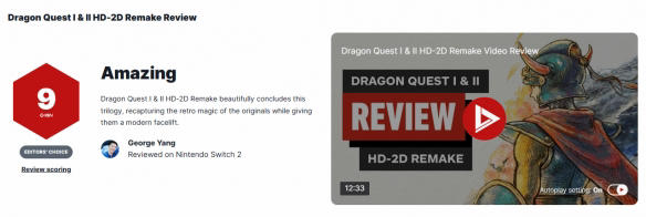 《勇者斗恶龙1+2RE》IGN 9分：向RPG传奇起源致敬！