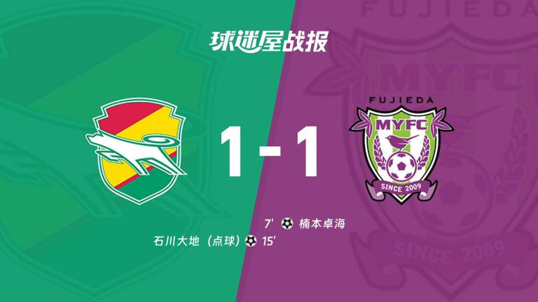 【日职乙】千叶市原vs藤枝MYFC比赛结果：千叶市原(1-1)藤枝MYFC比分战报