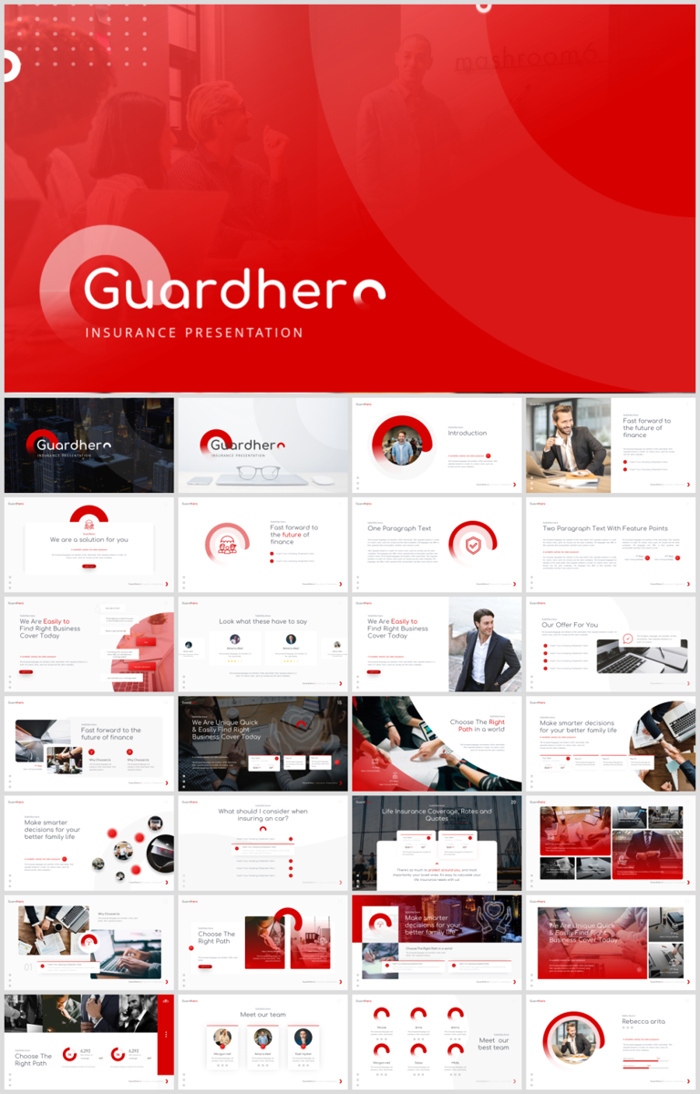 一次打包领取36套红色商务主题PPT模板！