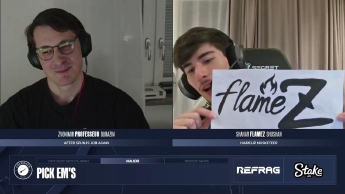 flameZ爆料V社驳回布达佩斯Major贴纸，设计丑因蹲地绘制