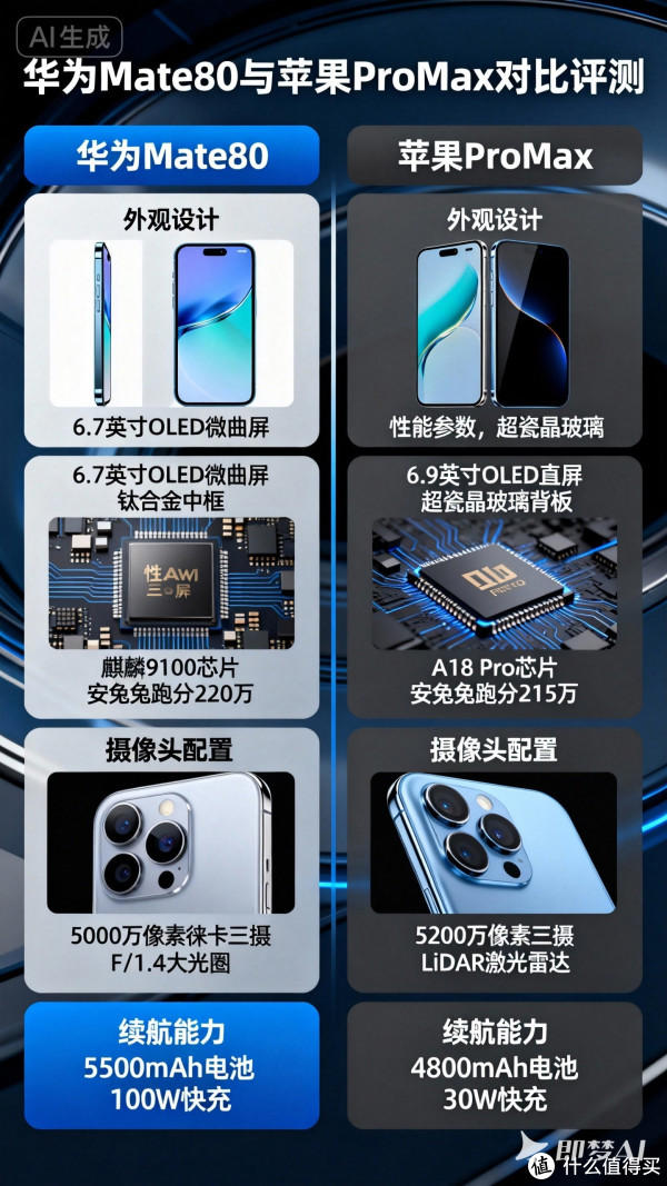 华为Mate80与iPhone 16 Pro Max对比