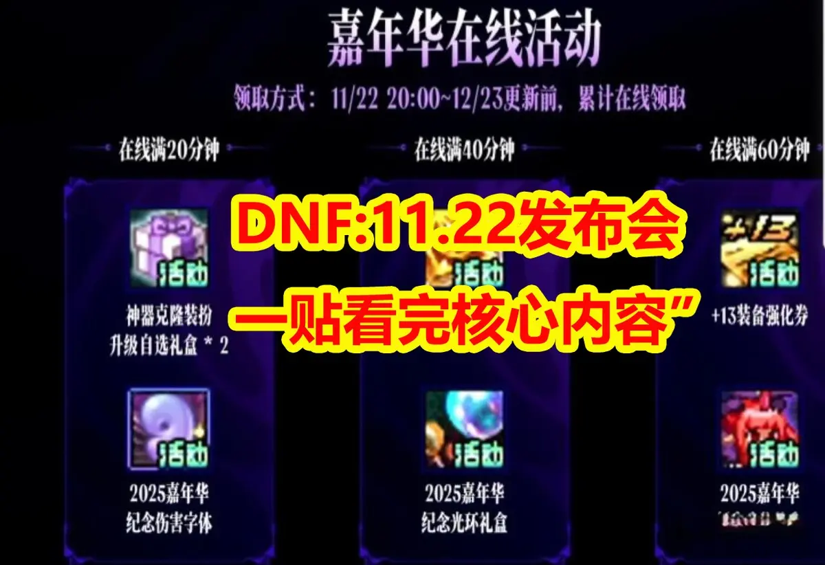DNF：11.22发布会“一贴看完核心内容”！狄瑞吉武器+2件太初自选