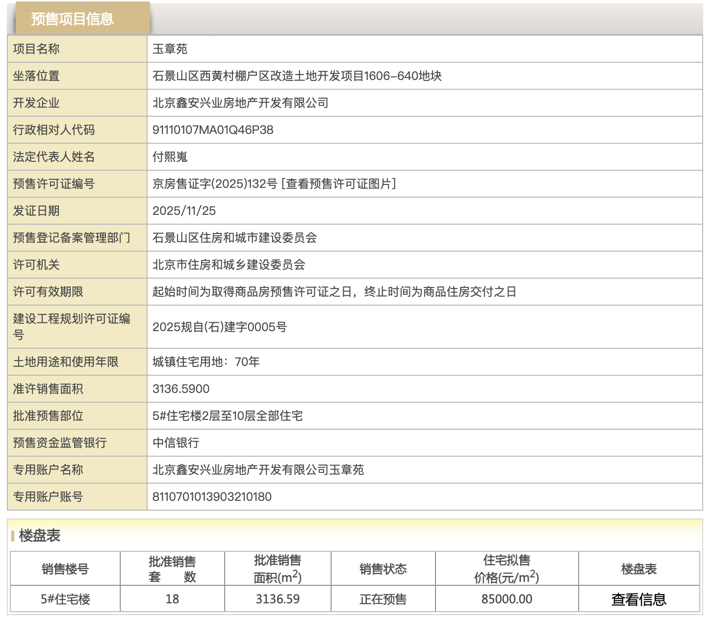 中海玉華玖章5号楼取证，190㎡户型预售价9万+