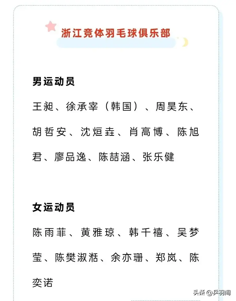 羽超联赛开打，明日赛程出炉！徐承宰加盟浙江竞体，和王昶搭档？