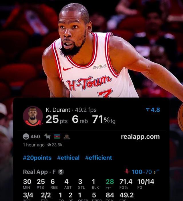 杜兰特复出25分6板4助3断1帽！14中10太高效 总进球升历史第11