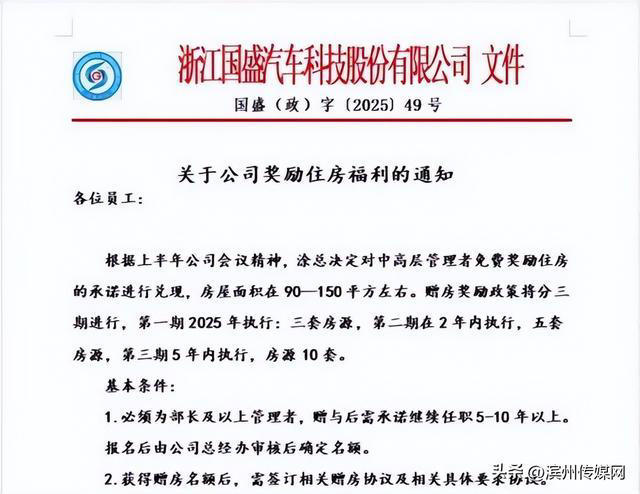 浙江一公司送员工房子，已有5人收房，最大的144平