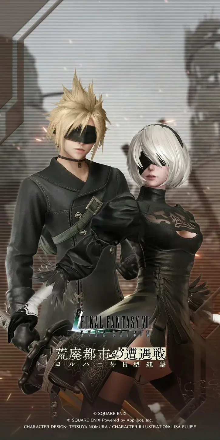 《最终幻想7》联动《尼尔》发布官方壁纸，蒂法化身2B惊艳亮相
