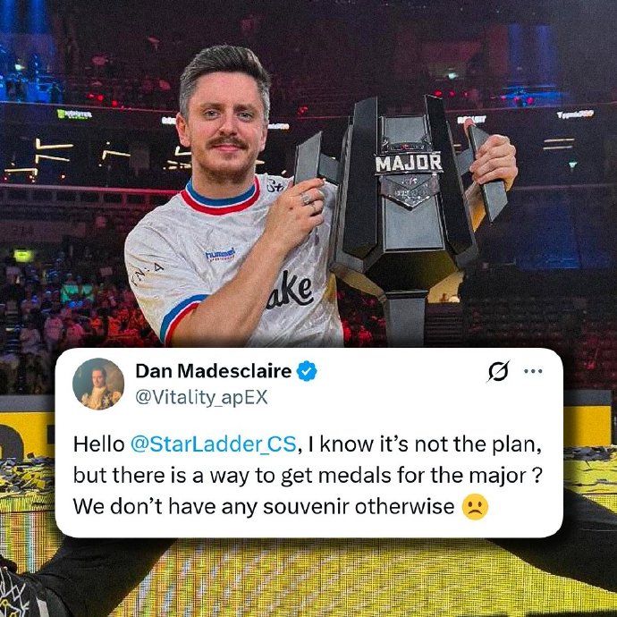 apEX官推：询问StarLadder能否发放Major冠军奖牌