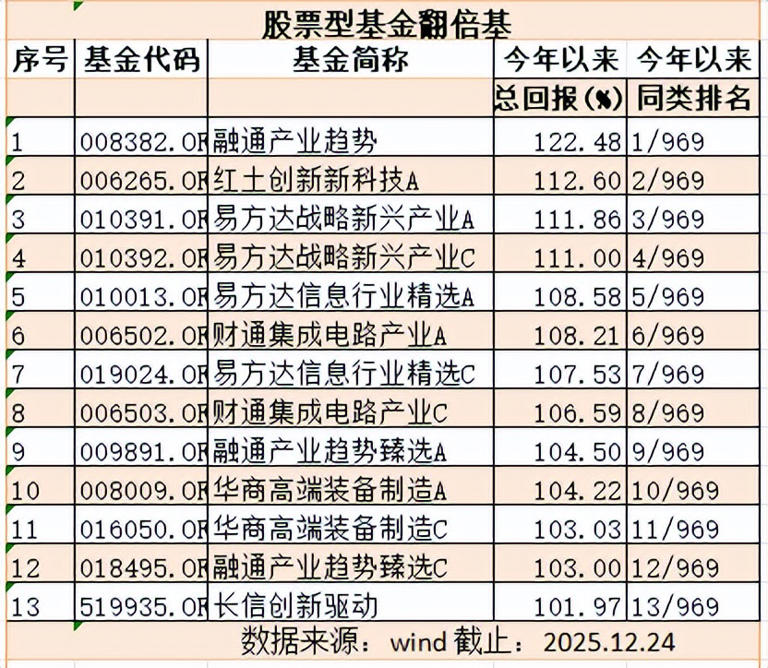 969只股票型基金，百里挑一的“翻倍基”都有谁?