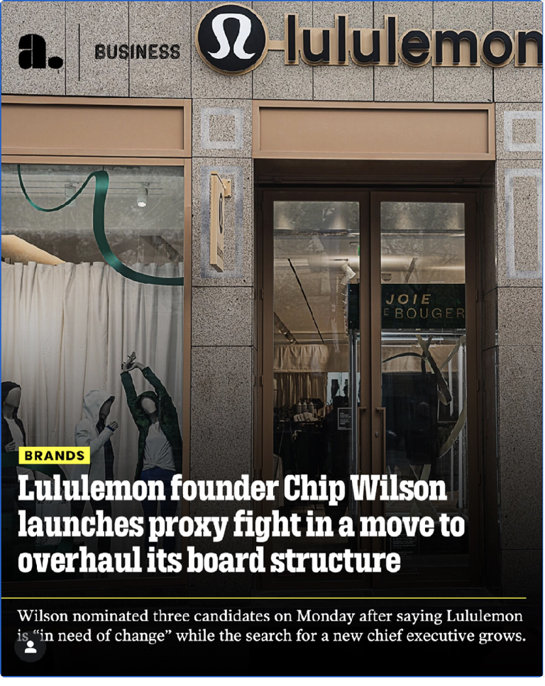 Lululemon转型困局，创始人威尔逊向董事会发起“逼宫”