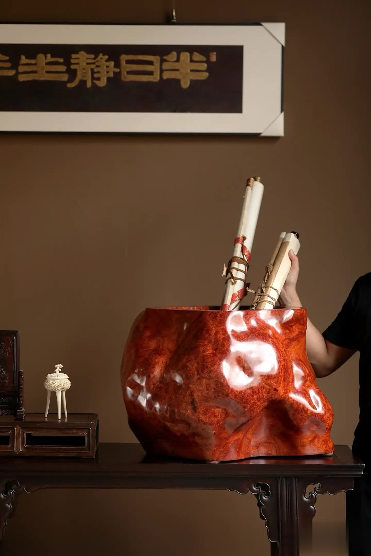 木中奇珍! 缅花爆满瘿木瘤画缸