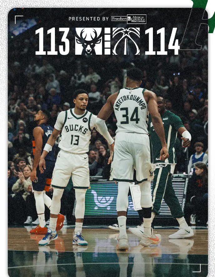 字母空砍33分15板，错失绝杀! 萨尔20分11板4帽，CJ18分准绝杀