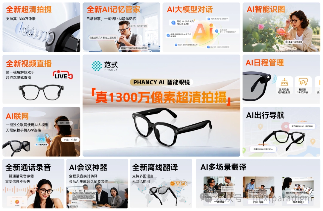 范式智能旗下 Phancy 推出 1300 万像素摄像头 AI 智能眼镜