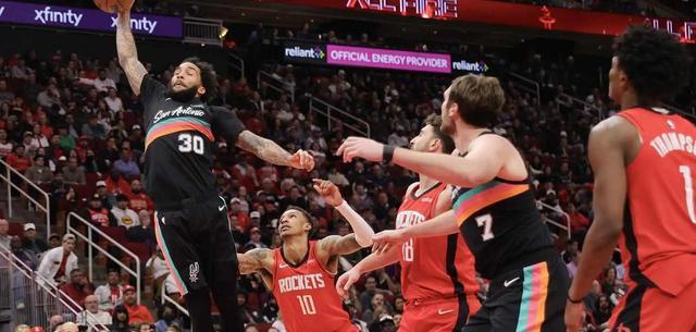 杜兰特18+7，火箭16分逆转马刺! 文班亚马21中5，申京20+13+9暴走