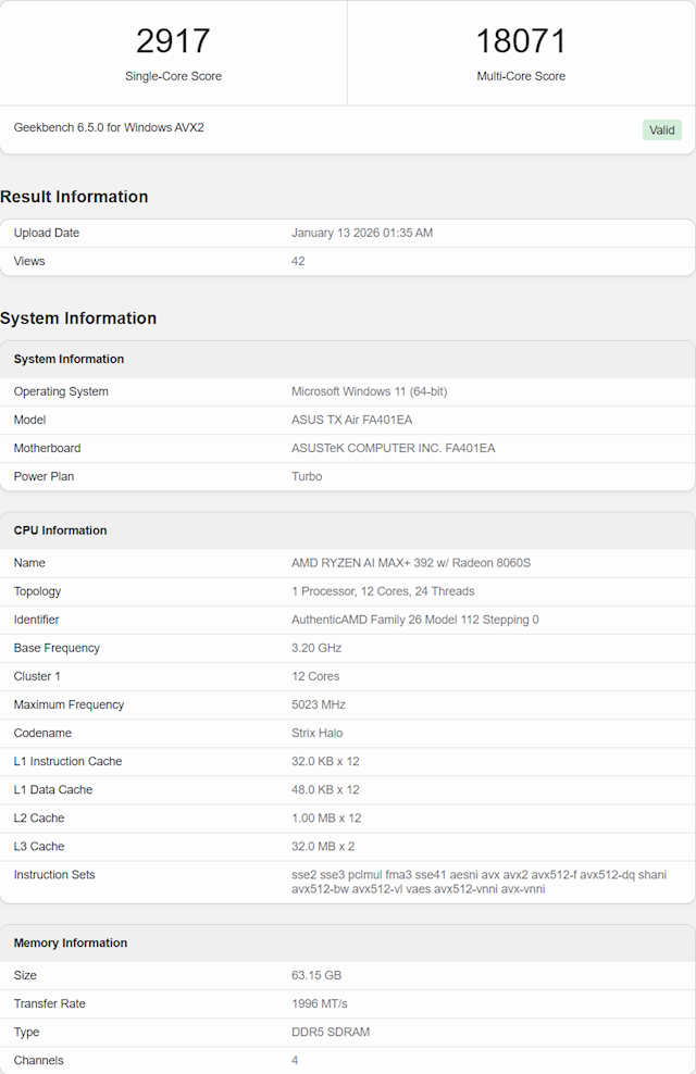 AMD锐龙AI MAX+ 392首次跑分：干翻12核锐龙9 7900X!