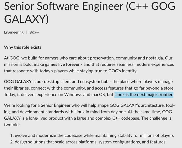官方Linux版GOG Galaxy开发计划曝光