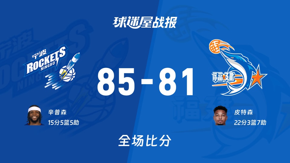 CBA常规赛：辛普森15+5+5，宁波以85-81战胜福建