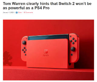 业内人士暗示Switch2性能无法对标PS4 Pro