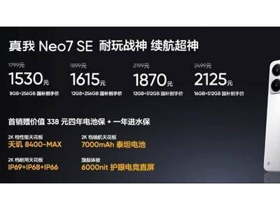 真我Neo7 SE震撼发布：1530元起，7000mAh电池性能怪兽来袭！