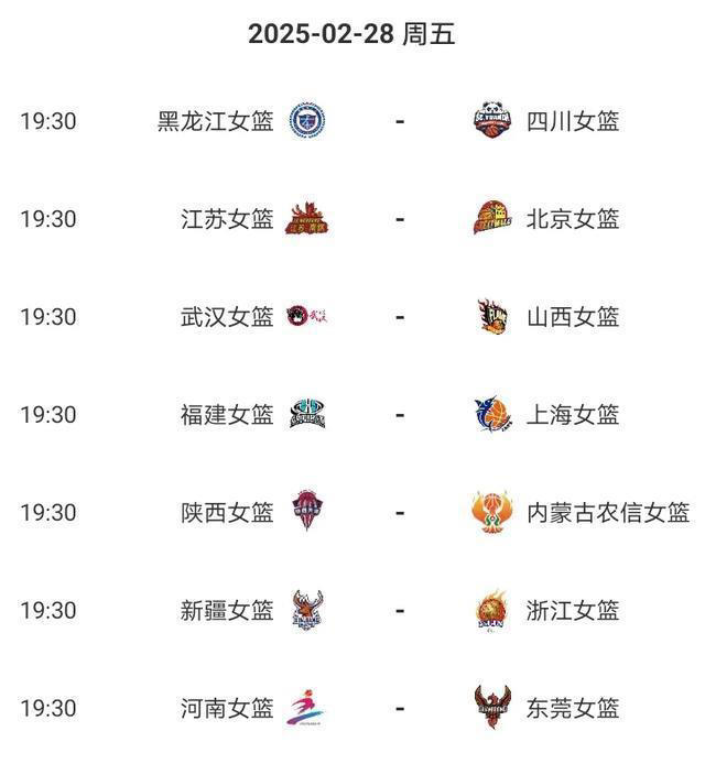 2月28日WCBA季后赛对阵图以及时间表安排出炉，1／8决赛即将打响！