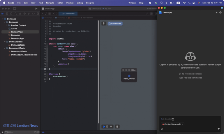 微软AI编程助手GitHub Copilot for Xcode预览版发布 可对话式检查或生成代码