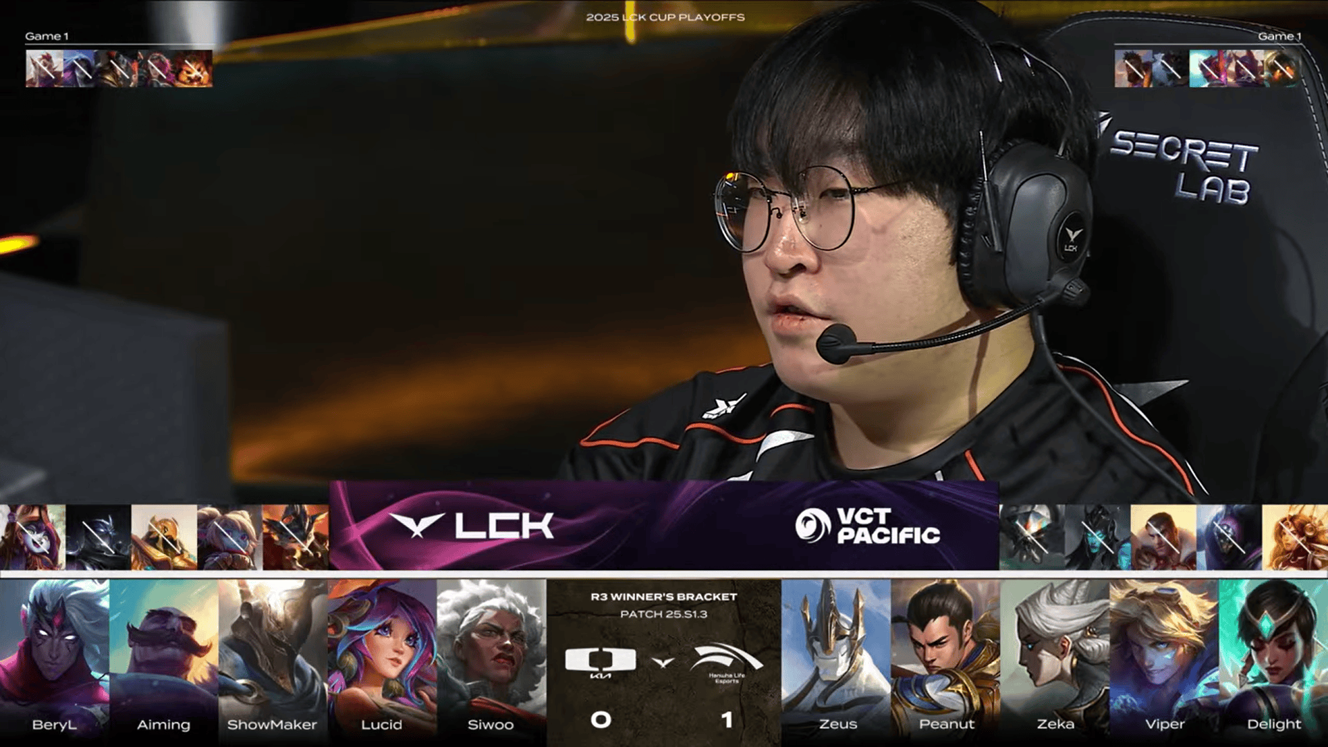 DK对阵HLE次局阵容：ShowMaker中单潘森；Zeus掏出青钢影