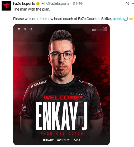 官宣：FaZe招入enkay J担任教练