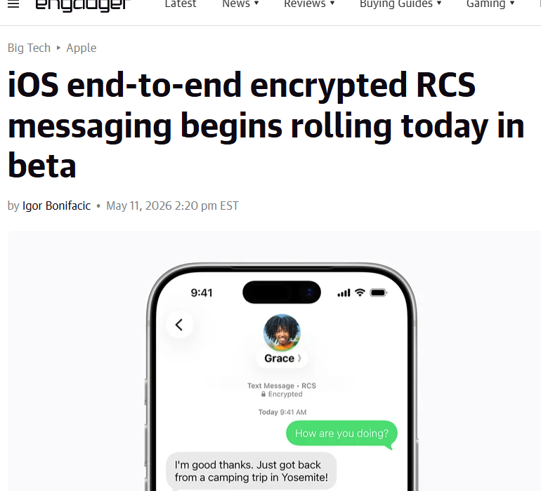 历史性更新!iOS 26.5正式支持RCS端到端加密