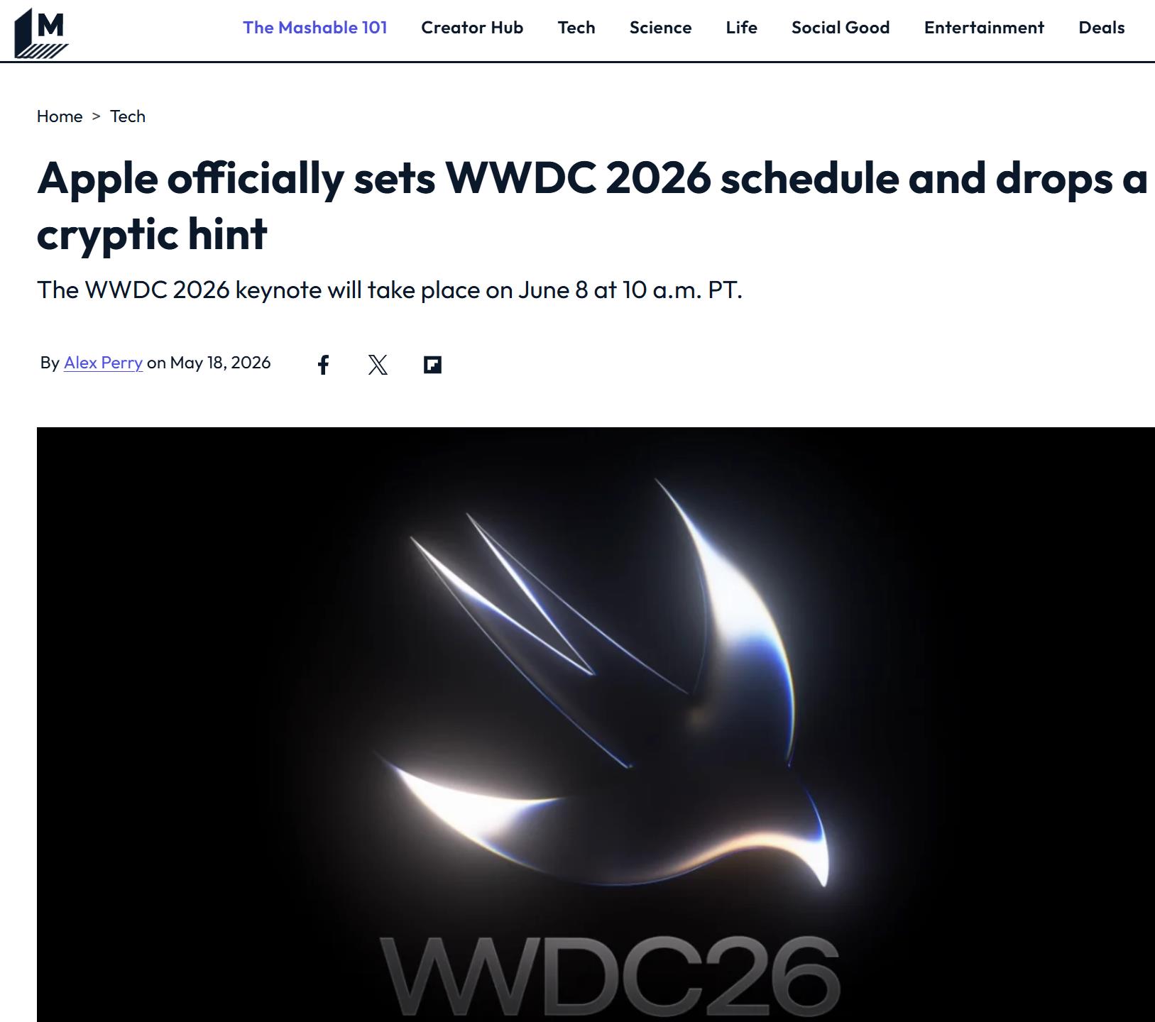 苹果官宣WWDC 2026定档6月9日，暗示Siri与AI将迎重大革新