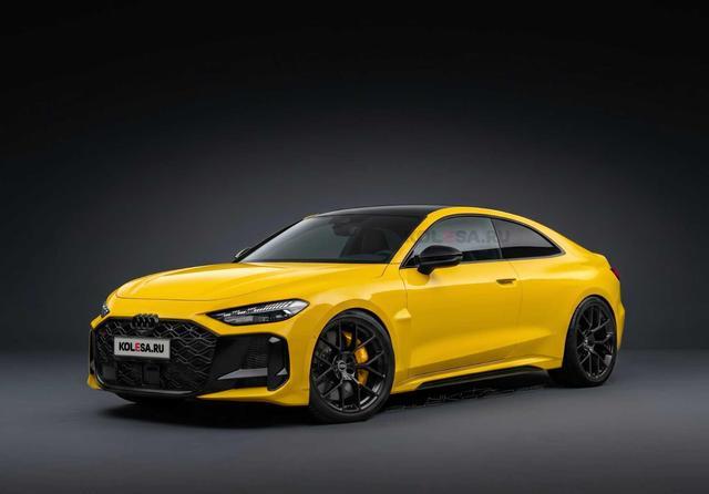 奥迪RS5双门轿跑渲染图：宽体+垂直导风槽+椭圆排气，V8变V6插混