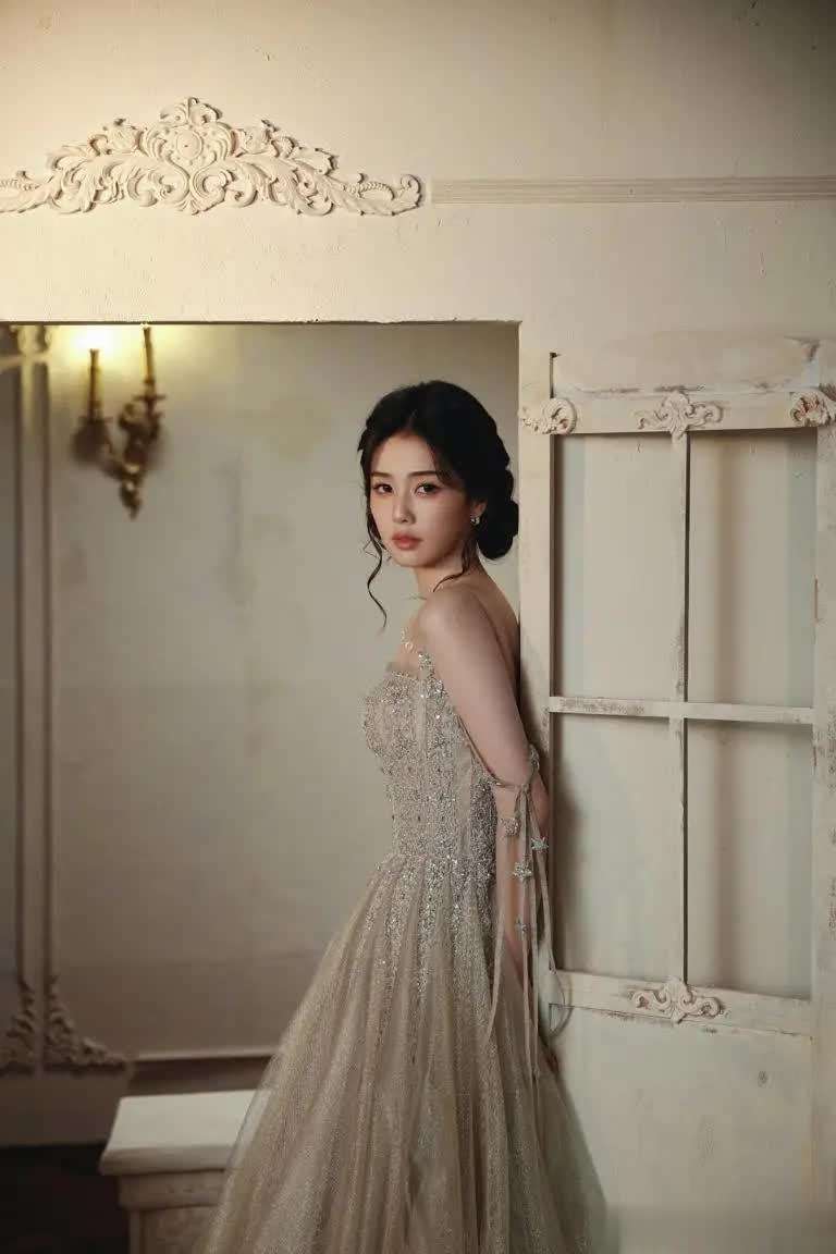 白鹿鎏金纱裙复古大片封神，温柔贵气邂逅少女感氛围感