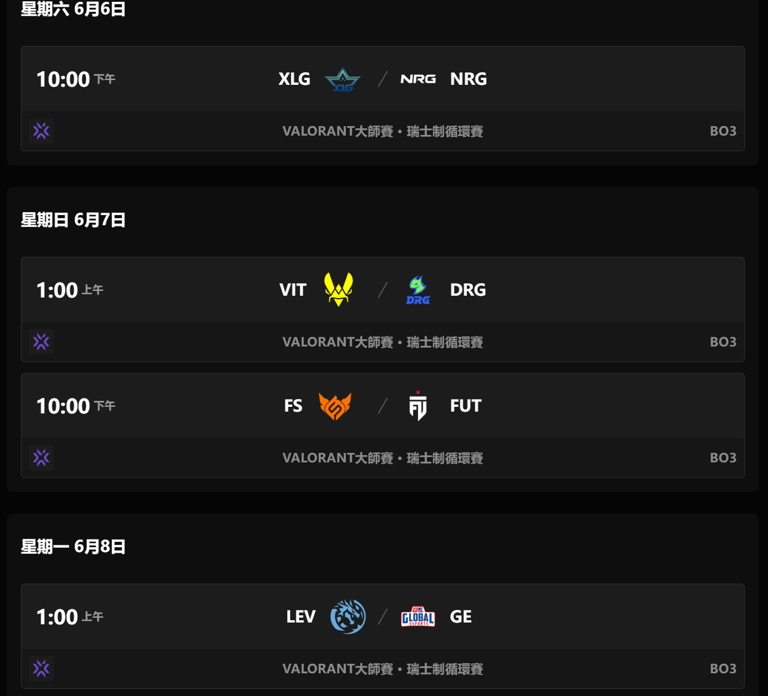 伦敦大师赛瑞士轮首轮赛程：开赛日6月6日，XLG/DRG先后亮相
