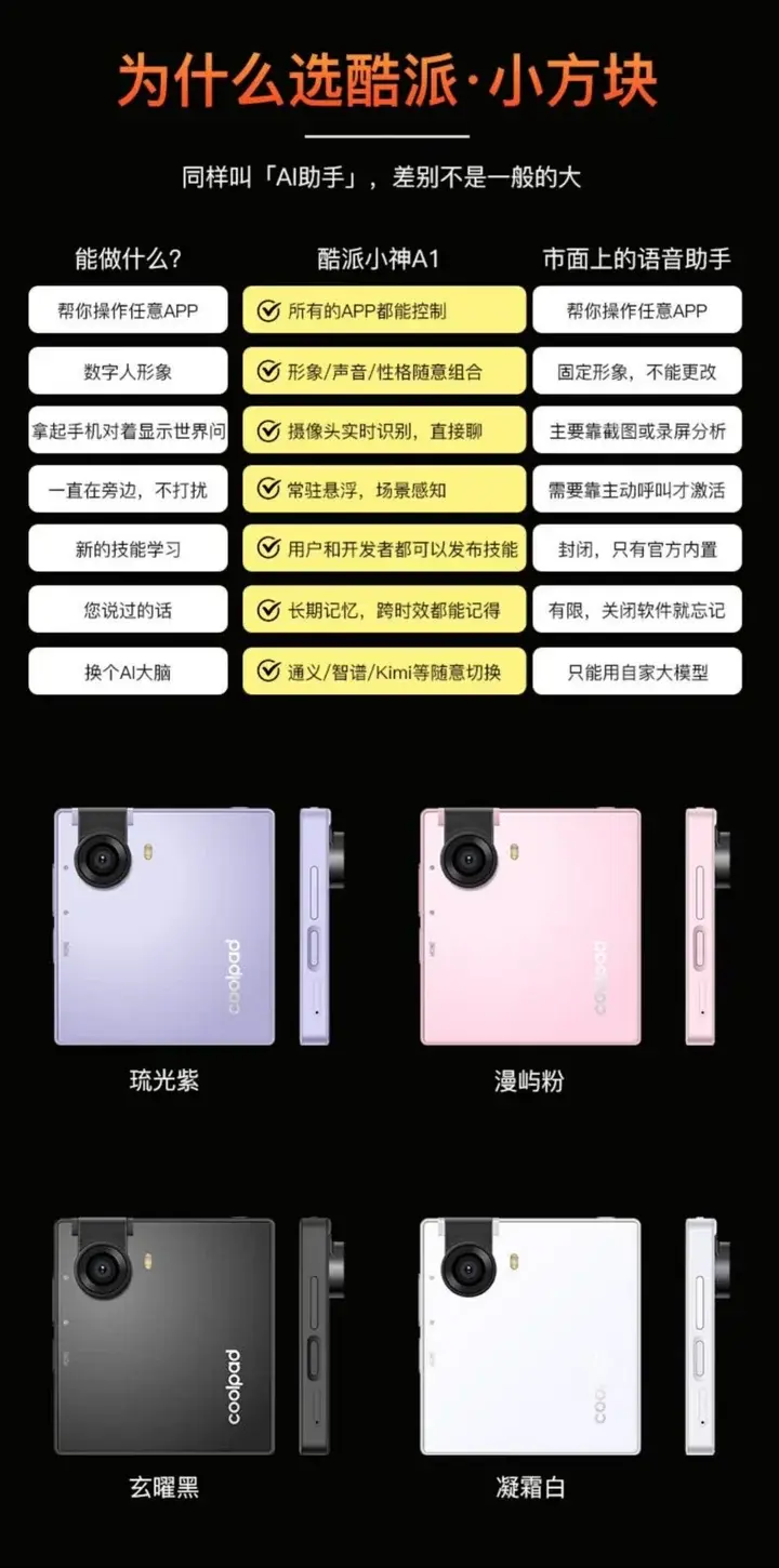 【酷派「小方块」翻转镜头手机 开启预约：联发科G99，1099元】